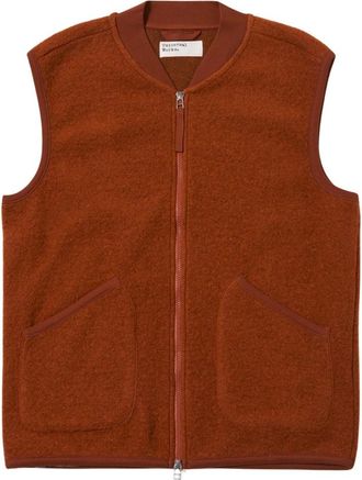 Universal Works Homme, Vestes, Orange, Taille: XL Gilet Zippé en Laine Polaire