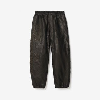 Burberry Pantalon en cuir &agrave; logo en cursive, Size: 50