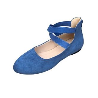 Generic Ballerines et escarpins avec sangles pour femme - Mocassins en daim avec sangle de cheville pour femme - Mocassins plats en cuir souple - Sandales &eacute;la