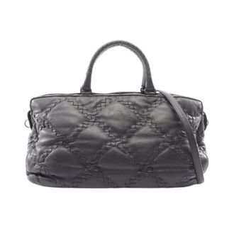 Bottega Veneta Pre-owned Sac Boston en cuir Intrecciato - Femme - Pre-owned - Noir - Taille: ONE Size