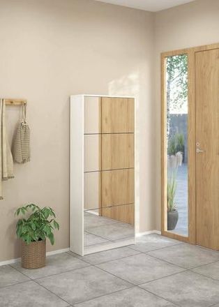 Dmora Schuhschrank Bliss, Schuhregal, Mehrzweck-Eingangsgarderobe, M&ouml;bel f&uuml;r Schuhe, 70x24 h162 cm, Wei&szlig;