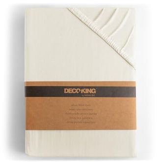 Decoking Drap-Housse 160x200-180x200 cm 100% Coton Peigné Jersey Doux Drap Housse 160x200cm - 180x200cm Écru Amber