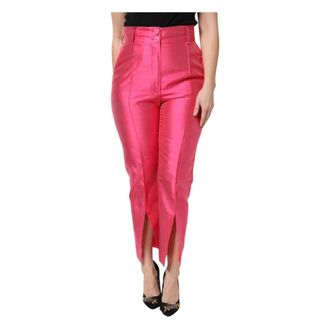 Dolce & Gabbana Rosa Seidenhose mit hoher Taille - - Trousers - Damen - Rosa - L