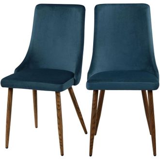 Rendez-Vous D&eacute;co Rendez-vous D&eacute;co - Lot de 2 chaises en velours bleu - vinni