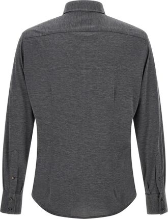 Brunello Cucinelli Silk-Cotton Jersey Shirt - Gray