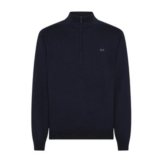 Sun 68 Half Zip Sweater Basic L/S - - Knitwear - Herren - Blau - XL