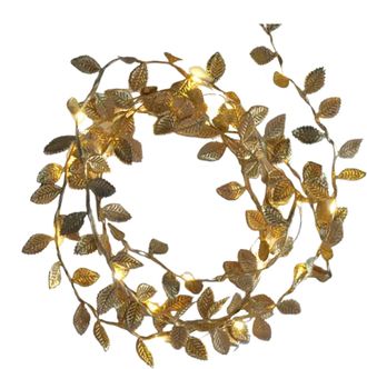 Generic Generische Girlande mit Lichtern, beleuchtete Weihnachtsgirlande, Bl&auml;ttergirlande, Weihnachtsdekoration, 6,6 Fu&szlig; k&uuml;nstliche Gold-Rattan-LED-Lichterket