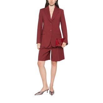 Max Mara Femme, Shorts, Rouge, Taille: 36 FR Mstadorno Short Tailleur Ceintur&eacute; Pliss&eacute;