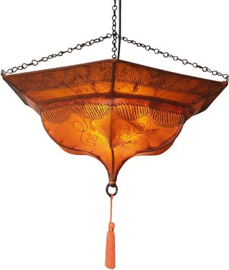 Guru Shop Henna Leder Deckenlampe/Deckenleuchte - Tuareg Orange, 20x50x50 cm
