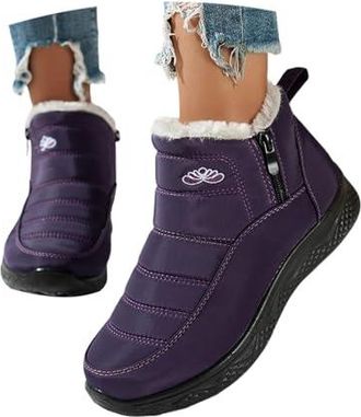 Generic Bottes de neige imperm&eacute;ables pour femme - Coupe large - Doublure en fausse fourrure - Fermeture &eacute;clair lat&eacute;rale - Chaussures dhiver confortables et an