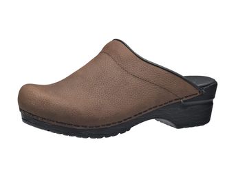 Sanita | Sonja Offener Clog, geöltes Leder | Original handgemacht für Damen | Anatomisch geformtes Fußbett mit weichem Schaum | Braun | 40 EU