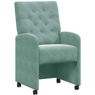 vidaXL Esszimmerst&uuml;hle mit Rollen 2 pcs Meergr&uuml;n 58 x 67 x 97 cm Samt vidaXL