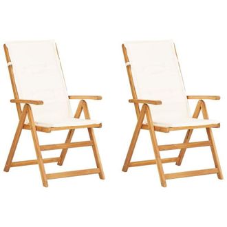 vidaXL Vidaxl - Lot de 2 chaises inclinables en bois dacacia massif - 5 positions dinclinaison - Pliable - Accoudoirs - Charge max 110 kg