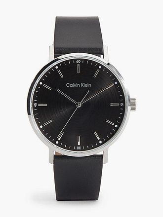 Calvin Klein Moderne Armbanduhr Mit Lederriemen - Black - Herren - Einheitsgr&ouml;&szlig;e