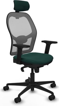 Piqueras y Crespo B&uuml;rostuhl mit R&uuml;ckenlehne und 2D-Armlehnen, h&ouml;henverstellbare Lendenwirbelst&uuml;tze und Kopfteil, h&ouml;henverstellbar und neigbar, Grau/Flaschengr&uuml;n