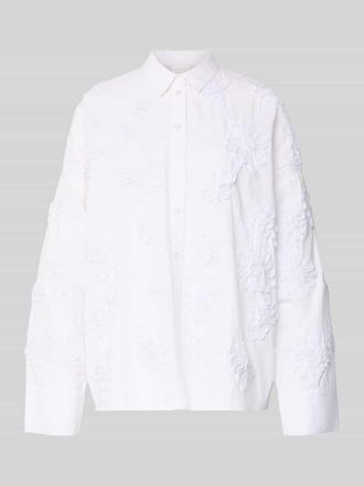 Jake*s Relaxed Fit Hemdbluse floralem Allover-Besatz