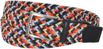 Tom Rusborg Elastischer Flechtgürtel im Farbmix mit Leder-Details in