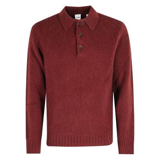 Aspesi Brushed Wool Polo Jumper - - Knitwear - Herren - Rot - XL
