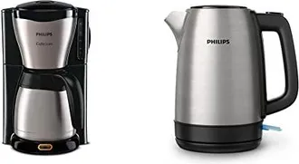 Philips Machine &agrave; Caf&eacute; Filtre - Verseuse Isotherme 1.2 L, Jusqu&agrave; 15 Tasses, En Inox & Philips Bouilloire &Eacute;lectrique - 1.7 L, Couvercle &agrave; Ressort et Voyant Lum