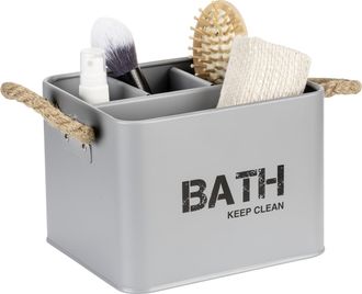 WENKO Badbox Gara mit 4 Fächern Grau - Aufbewahrungsbox, Badkorb, Stahl, 19 x 12.5 x 13 cm, Grau