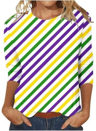 Generic Haut &agrave; manches 3/4 pour femme - Chemises et chemisiers - Imprim&eacute; graphique - Col rond - &Eacute;l&eacute;gant - Fin et d&eacute;contract&eacute; - Chemisier basique classique pou