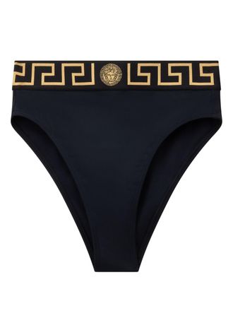 Versace bas de bikini Greca Border à taille haute - Noir