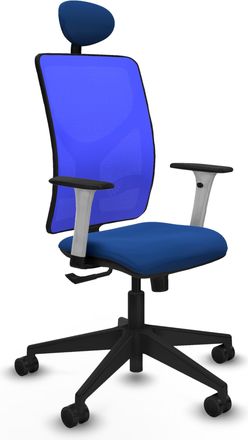 Piqueras y Crespo Stuhl mit Lendenwirbel- und Nackenst&uuml;tze, mit wei&szlig;en und schwarzen Armlehnen und festem Kopfteil, ausgestattet mit 3 Positionen und Schneideschaum, Bl