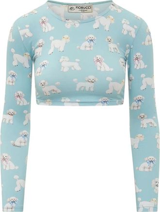 Fiorucci Femme, Tops, Bleu, Taille: 40 FR Poodle Tulle Long Sleeves Top