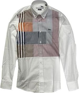 Harmont & Blaine Chemise Ray&eacute;e &agrave; Manches Longues avec Patch CRM514008799M, Blanc, Large
