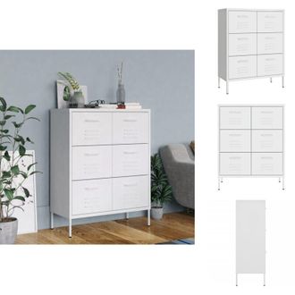 vidaXL Schubladenschrank Wei&szlig; 80x35x101,5 cm Stahl - Schubladenschrank - Lagerschrank - Aufbewahrungsraum - Metallschrank - Wei&szlig;es Regal
