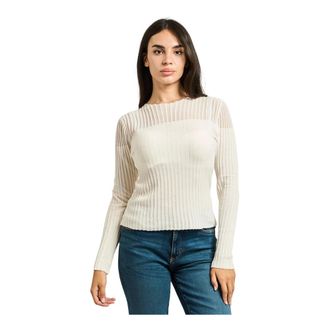 Guess Femme, Pulls, Blanc, Taille: 38 FR Maille &agrave; col rond