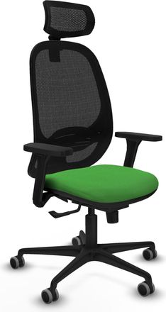 Piqueras y Crespo Schreibtischstuhl mit 3D-Armlehnen, h&ouml;henverstellbare Lendenwirbelst&uuml;tze und h&ouml;henverstellbares Kopfteil, Schwarz / Gr&uuml;n