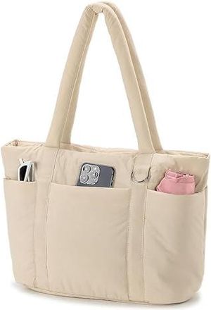 Generic Sac fourre-tout polyvalent en nylon pour femme, plusieurs poches extérieures pour sac à main décontracté de grande capacité, idéal pour les sorties qu