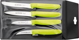 GIESSER Allzweckmesser Set 4-teilig - Grifffarbe hellgr&uuml;n - Messerset K&uuml;chenmesser zum Schneiden und Sch&auml;len von Obst & Gem&uuml;se