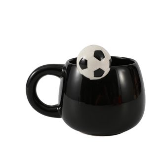 i-Total Keramiktasse mit Tiermotiv aus Keramik am Rand, Tasse f&uuml;r Tee oder Kaffee (FOOTBALL)