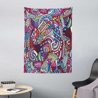 Abakuhaus Psychedelisch Wandteppich, Funky Moderne aus Weiches Mikrofaser Stoff Waschbar ohne Verblassen Digitaldruck, 110 x 150 cm,Magenta