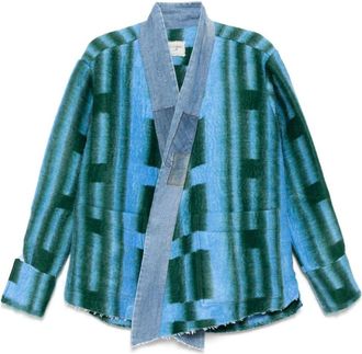 Greg Lauren Karierte Jacke - Blau