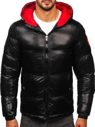 BOLF Homme Veste dhiver matelassee a Capuche Blouson avec fermeture eclair Doudoune Zipe Temps libre Outdoor Basic Casual Style 5M3198 Noir XXL [4D4]