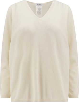 Max Mara Femme, Pulls, Blanc, Taille: 40 FR Pull en Cachemire Blanc D&eacute;tails C&ocirc;tel&eacute;s