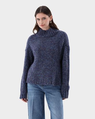 van Laack Stehkragenpullover mit moulin&eacute; Effekt