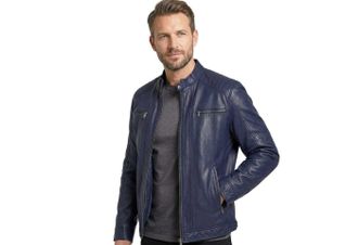 Maddox Lederjacke Mason MADDOX - Herren Lederjacke Lammnappa dunkelblau