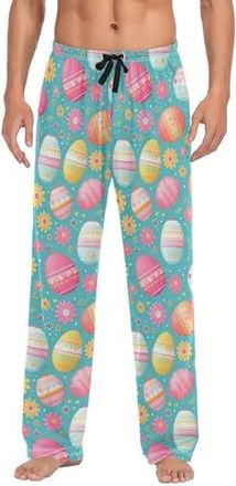 Generic Pantalon de pyjama pour homme - Pantalon de d&eacute;tente color&eacute; avec ballons de football - Coupe droite - Pantalon de pyjama pour homme, Couleur 12, L