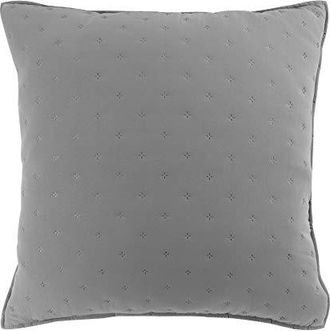 Douceur d'Intérieur Kissenhülle + Besatz 60 x 60 cm, Mikrofaser, zweifarbig, Mellow Chic Grau/Weiß, 100% Polyester