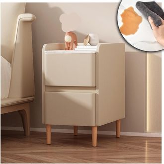 Generic Moderner Nachttisch Mit 2 Schubladen | Platzsparender Nachttisch Mit Filzgefüttertem Fach | Beistelltisch Mit Stahlbeinen for Schlafzimmer Oder Wohnzi