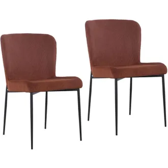 SVITA Svita - freddie Lot de 2 chaises de salle &agrave; manger avec housse en cordon et pieds en m&eacute;tal Marron