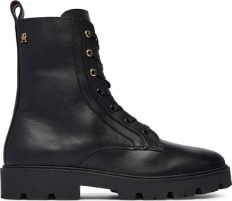 Tommy Hilfiger Schn&uuml;rschuhe Tommy Hilfiger TH Stud Leather Lace-Up Boot FW0FW09571 Schwarz