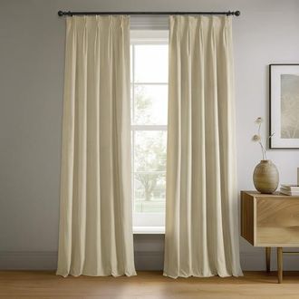 Half Price Drapes Signature Verdunkelungsvorhänge aus Samt für Schlafzimmer, 63,5 x 27,4 cm, plissiert, VPCH-180103-108-FP (1 Panel), neutral geschliffen