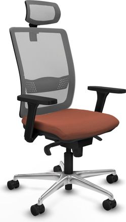 Piqueras y Crespo Haches atmungsaktiver Schreibtischstuhl mit 3D-Armen, h&ouml;henverstellbare Lendenwirbelst&uuml;tze und h&ouml;henverstellbares Kopfteil, Grau/Braun