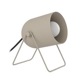 Eglo Tischlampe Tilston, Nachttischlampe mit schwenkbarem Spot, Zimmer Deko, kleine Tischleuchte aus Stahl in Sandfarben, E14 Fassung, L 12,5 cm