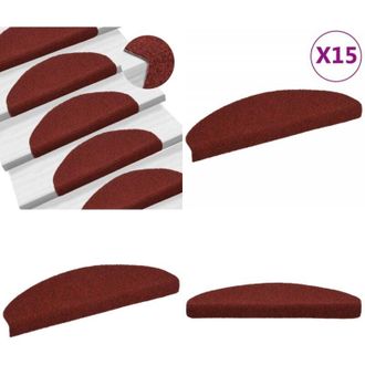 vidaXL Vidaxl - Tapis descalier auto-adhésif Poinçon aiguilleté 15 pcs Rouge - Tapis Descalier - Tapis Marche - Protection Escalier - Antidérapant